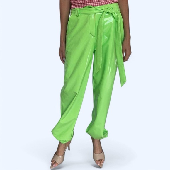 ohs | Pants & Jumpsuits | Ohs Neon Green Faux Leather Pants | Poshmark